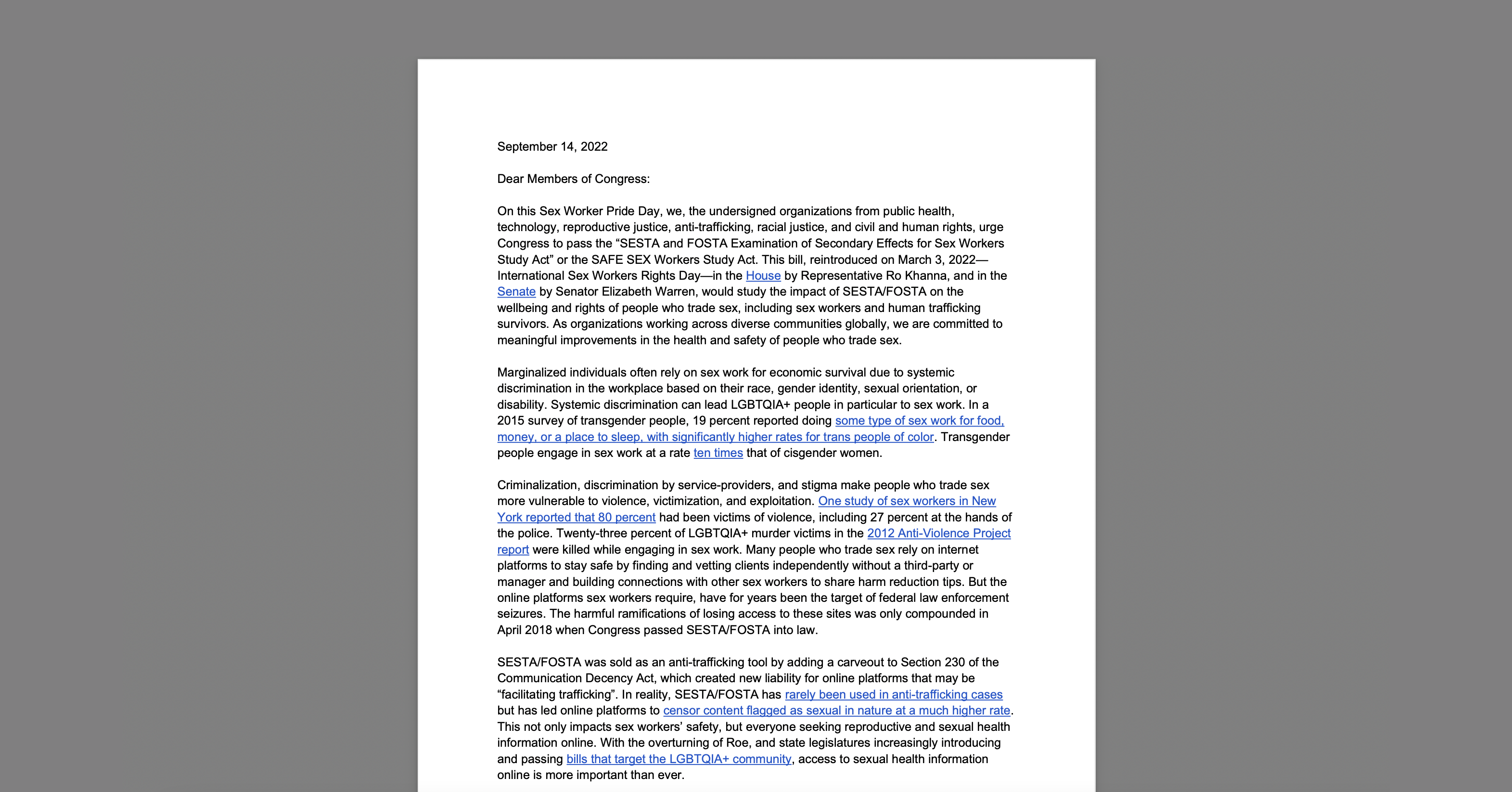 Cdt Joins 75 Other Orgs In Urging Congress To Pass Safe Sex Workers
